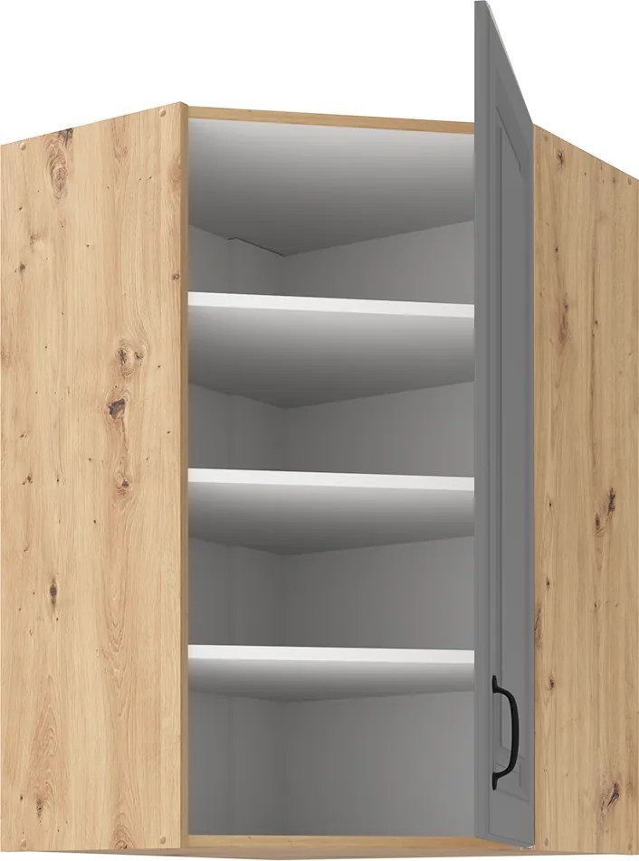 STILO ad | horní skříňka 60x60 GN-90 1F (45°) rohová s policemi | VYSOKÁ | UNI dvířka | artisan/světle šedá