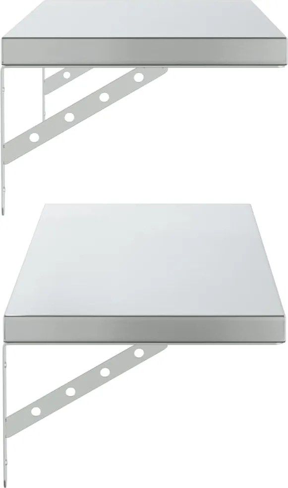Nástěnné police 2 ks 100 x 30 cm stříbrné nerezová ocel 3214503