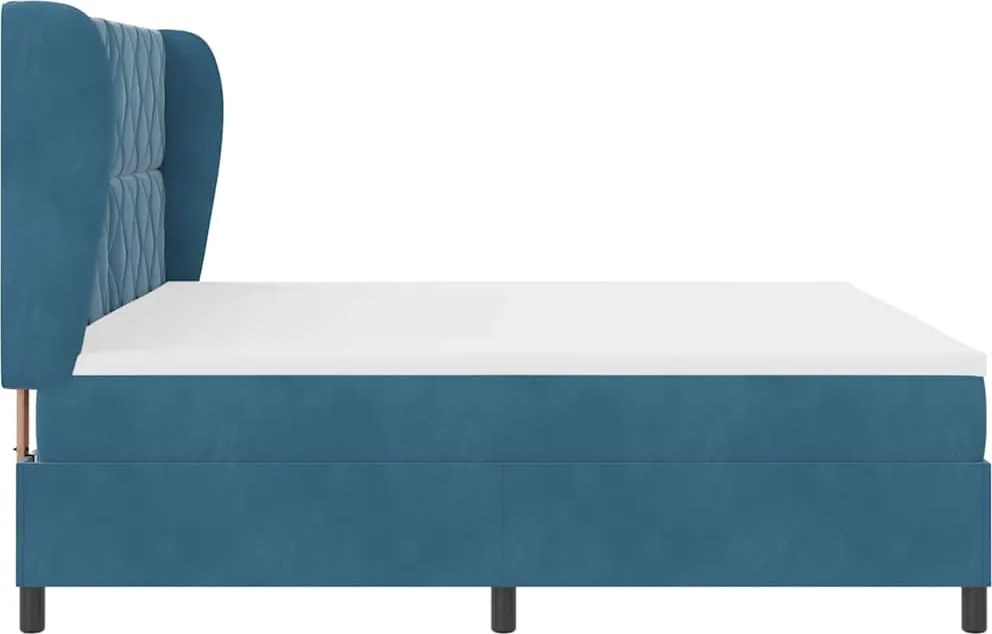 Postel s boxspringem s čelo Tmavě modrá 200 x 200 cm samet 3341004