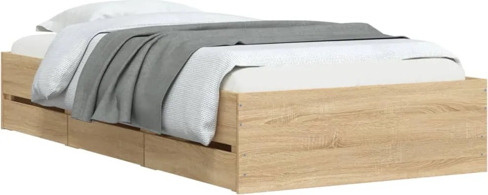 Rám postele se zásuvkami dub sonoma 100x200 cm kompozitní dřevo 3207289