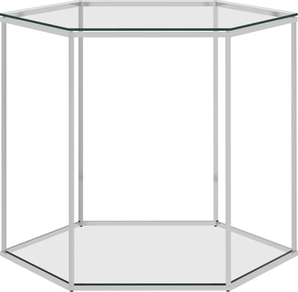 vidaXL Konferenční stolek stříbrný 60x53x50 cm nerezová ocel a sklo [289039]