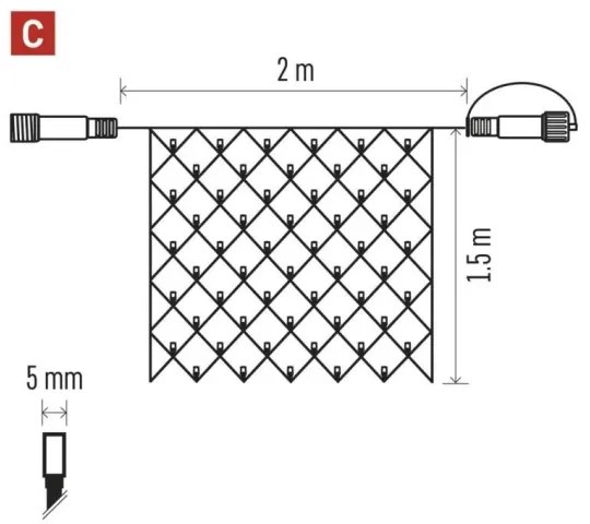 LED Venkovní vánoční řetěz 160xLED/2x1,5m IP44 studená bílá