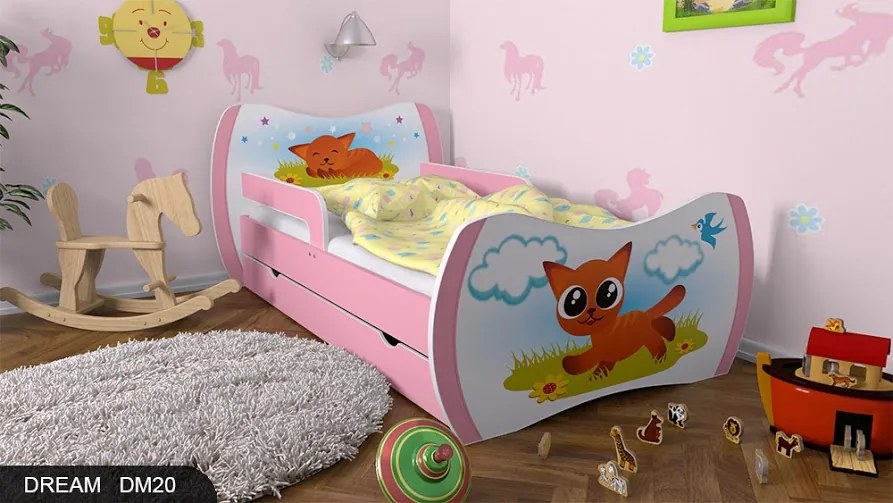 Dětská postel Dream vzor 20 140x70 cm růžová