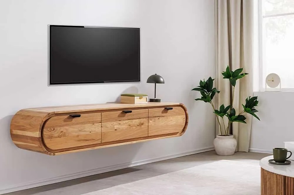 Designový závěsný TV stolek Callison 160 cm akácie