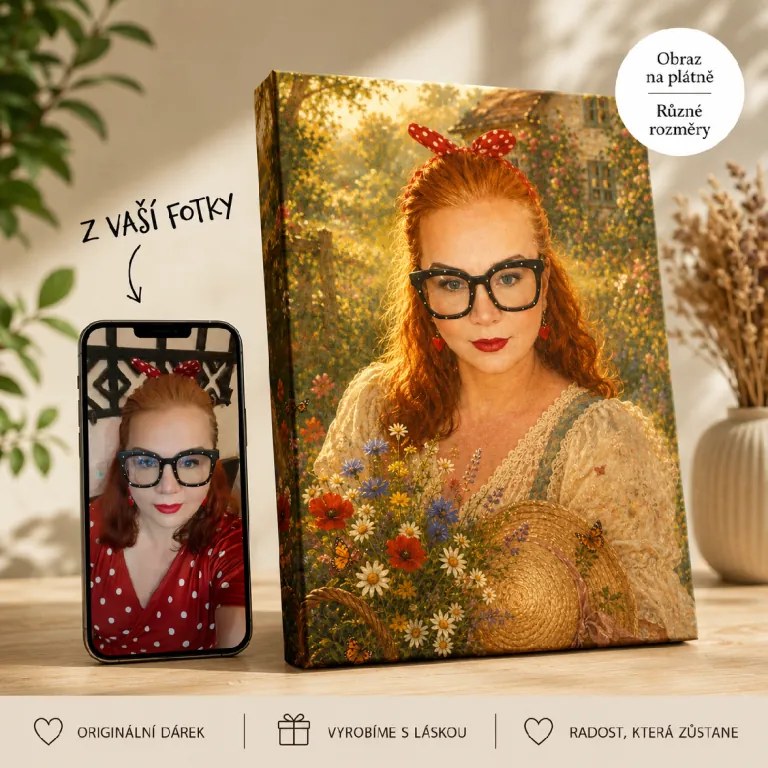 Foto obraz z vlastní fotky na plátno – Cottagecore venkovský styl Rozměry obrazu: 60 x 80 cm