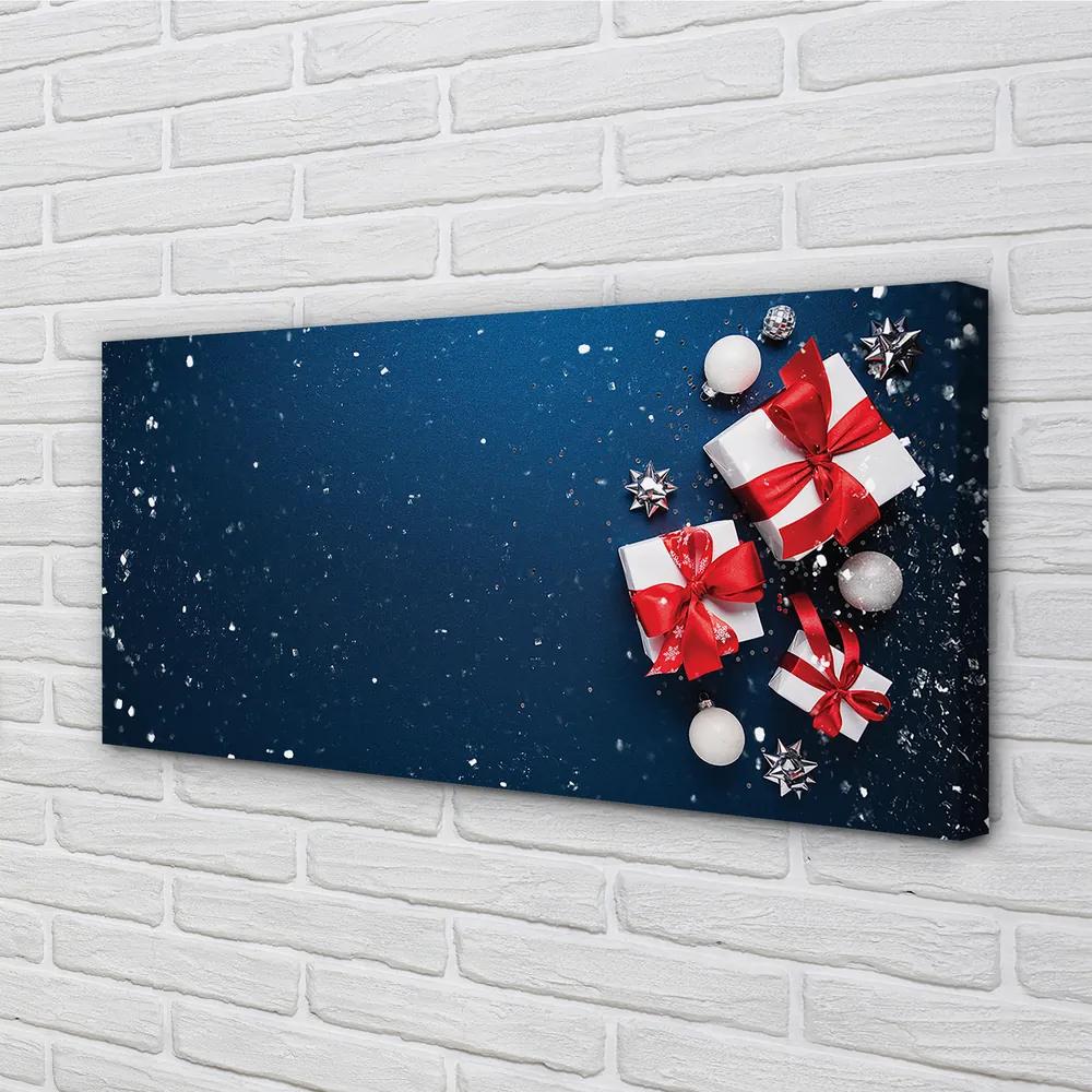 Obrazy na plátně Dárky cetky sníh 100x50 cm