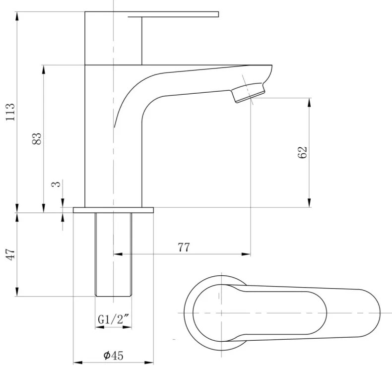 Sapho SMALL stojánkový umyvadlový ventil, 113mm, chrom SM23