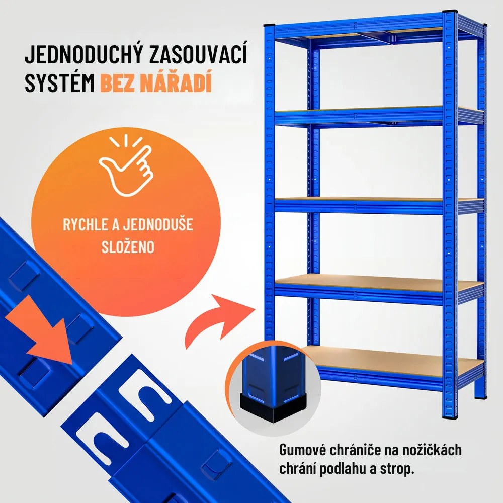 Regál s vysokou nosností HEAVY, max. 875kg, 90x40x180cm, modrá Monzana