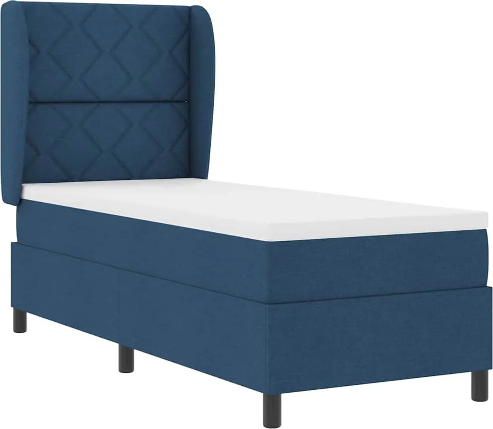 Postel s boxspringem s čelo Modrá 80 x 200 cm textil 3340598
