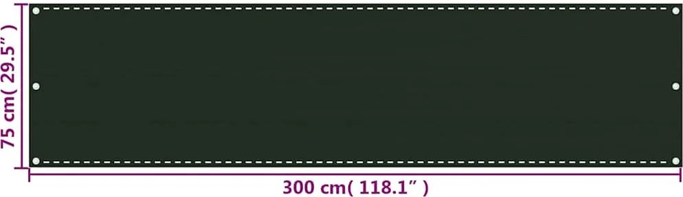 Balkonová zástěna tmavě zelená 75 x 300 cm HDPE 310968