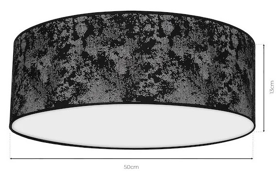 Stropní svítidlo Satino Round, 1x černé/stříbrné textilní stínítko, (bílé plexisklo), (fi 50 cm)