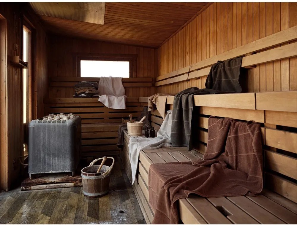Světle hnědý froté bavlněný ručník 50x100 cm Sauna – Zone