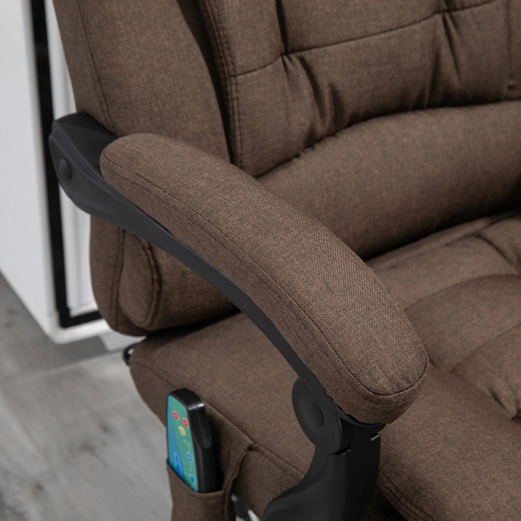 Vinsetto Masážní a Hřejivá Kancelářská Židle Ergonomická Kancelářská Židle S Nastavitelnou Výškou Sklopné Zádové Opěrky S Odkládacím Podnožím + Integ…