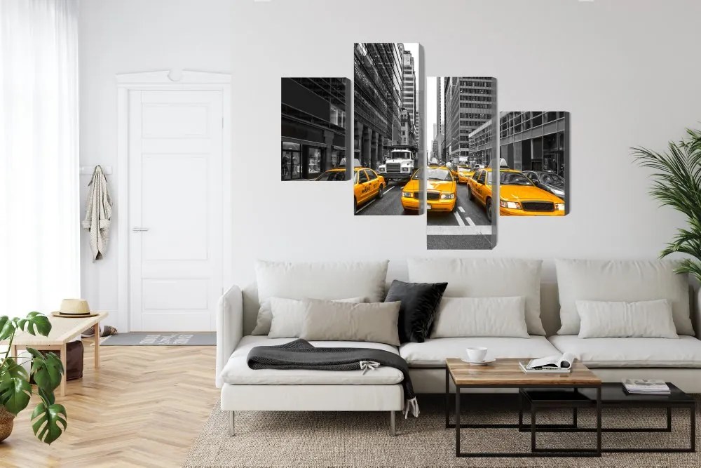 Vícedílný obraz Žluté Taxíky V New Yorku Nedostatek Nedostatek Plátno Canvas 240x150