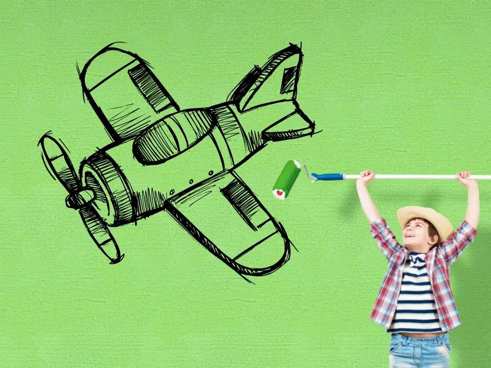 WALLVINIL Samolepky na zeď - Vrtulové Letadlo Barva: Mint, Pravá / Levá: Pravá (dekorace směřuje/dívá se doprava)