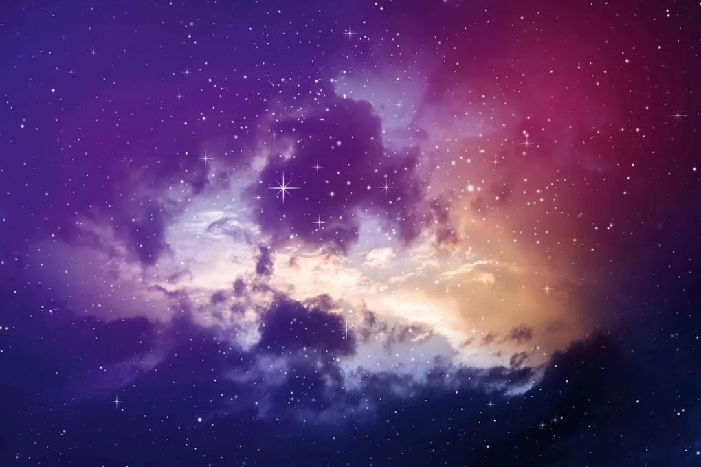 DIMEX | Samolepicí vliesová fototapeta na zeď Abstraktní noční obloha MA-5-2291 | 375 x 250 cm | modrá, fialová, růžová