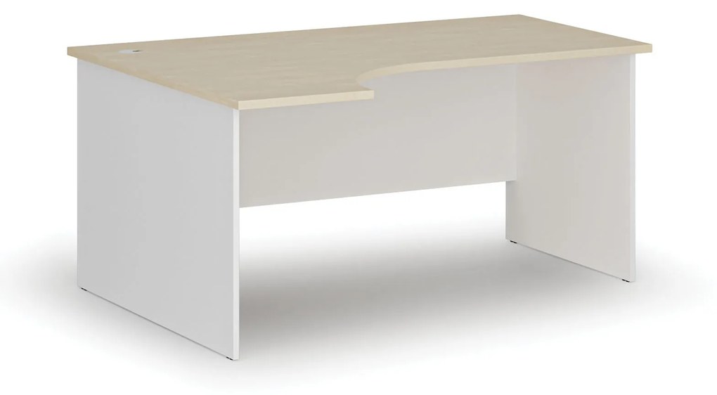 Kancelářský rohový pracovní stůl PRIMO WHITE, 1600 x 1200 mm, levý, bílá/třešeň