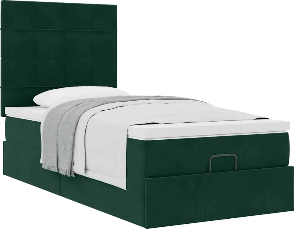 Osmanský rám postele s matracemi tmavě šedá 90x200cm samet 3313448