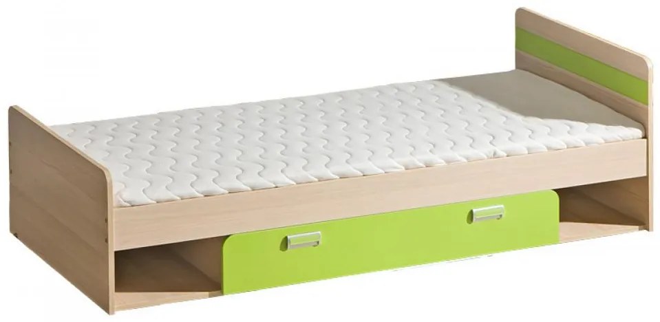 LORENZO L13 postel s úložným prostorem zelená