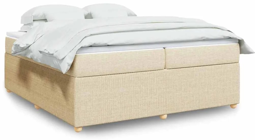 Box spring postel s matrací krémová 200x200 cm textil 3285600