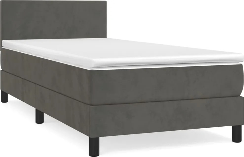 Box spring postel s matrací tmavě šedá 90x200 cm samet 3141162