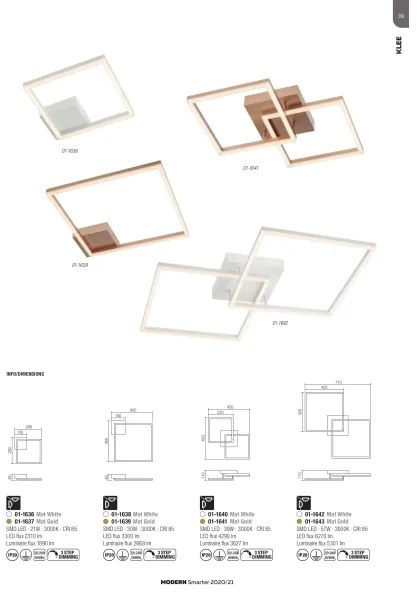 Redo 01-1638 - LED Stmívatelné stropní svítidlo KLEE LED/30W/230V 45x45 cm bílá
