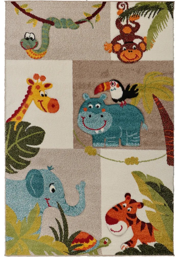 J-Line Dětský kusový koberec JASPER Kids 21620-760 béžový BARVA: Vícebarevný, ROZMĚR: 140x200 cm