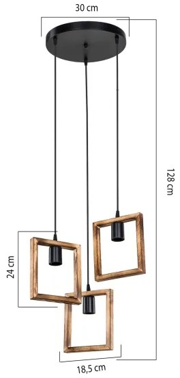 Zuma Line ASZ.1678 - Lustr na lanku ATRIA 3xE27/20W/230V borovice/černá