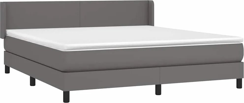 Box spring postel s matrací šedá 180x200 cm umělá kůže 3130677