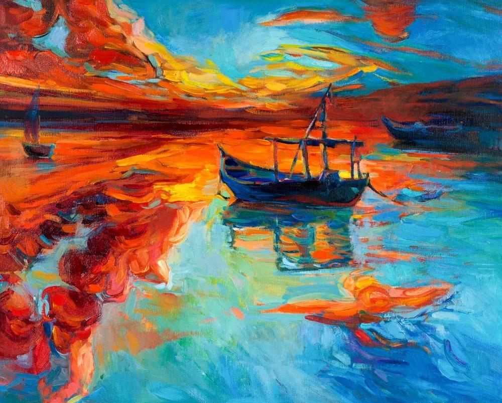 Obraz Malované Lodě V Moři Nedostatek Nedostatek Plátno Canvas 40x30