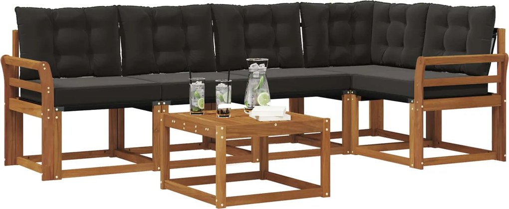 Venkovní pohovková souprava 6 ks Přirozená a černá 3368691