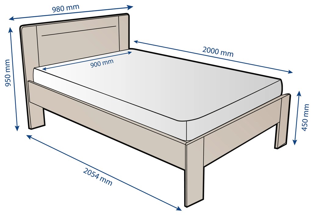 Prospánek Amien buk 90 x 200 cm BO101