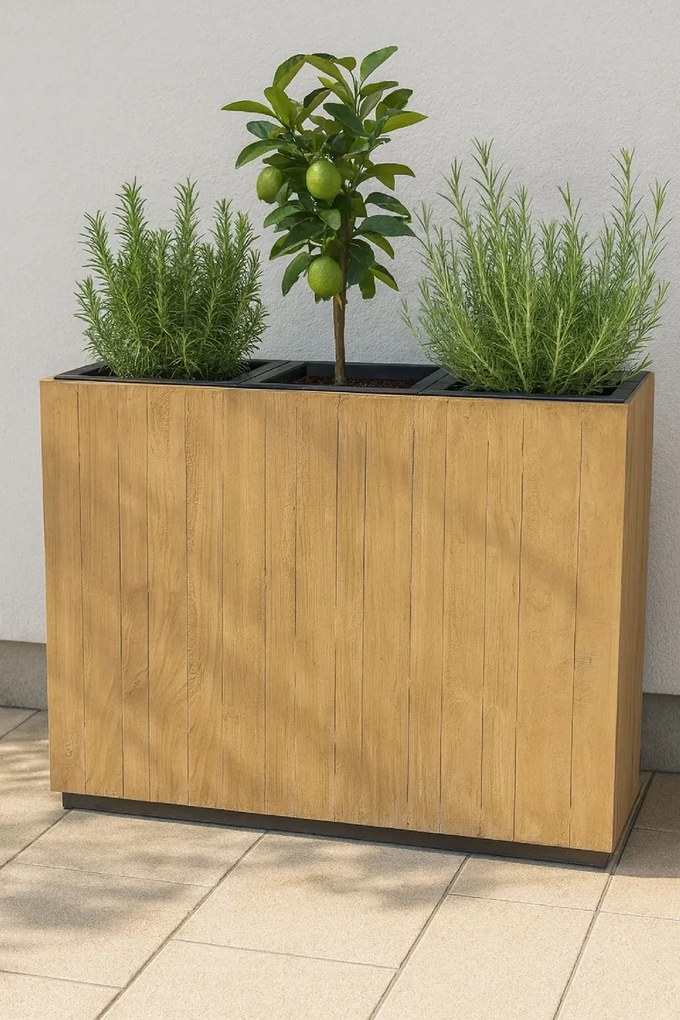 Dřevěný květináč ELEMENTO, dřevo, šířka 90 cm, hnědá
