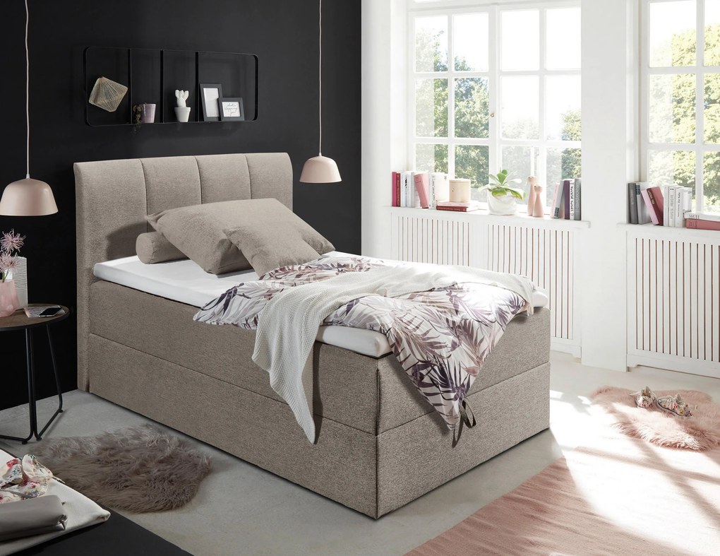 XXXLutz POSTEL BOXSPRING, 120/200 cm, jílová barva MID.YOU - Jednolůžkové postele - 002220016603