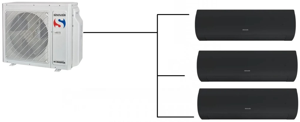 Klimatizace Sinclair Terrel black 1+3 (2,7kW + 2,7kW + 3,5kW) Multi-split R32