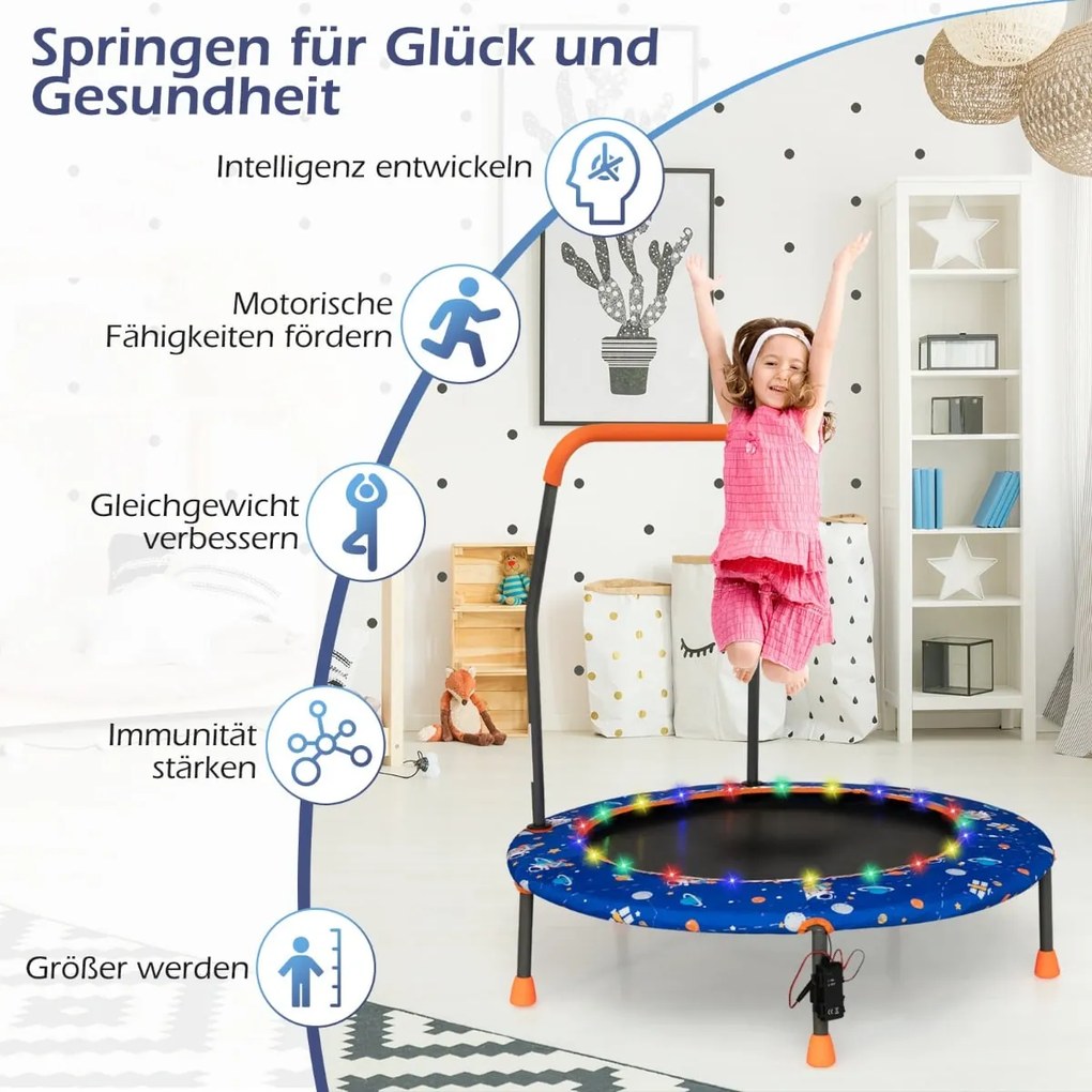Costway Ø92 cm dětská trampolína mini trampolína s LED osvětlením a amp
