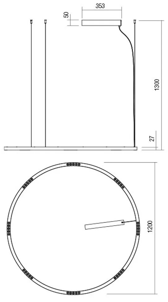 Redo 01-2210 závěsné LED svítidlo Union pískově černá, 68W, 3000K, ø120cm