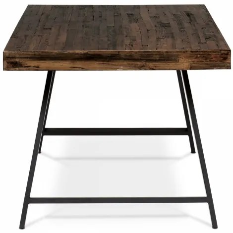 Jídelní stůl 180x90x76 MDF borovice kovové nohy černý lak HT-536 PINE