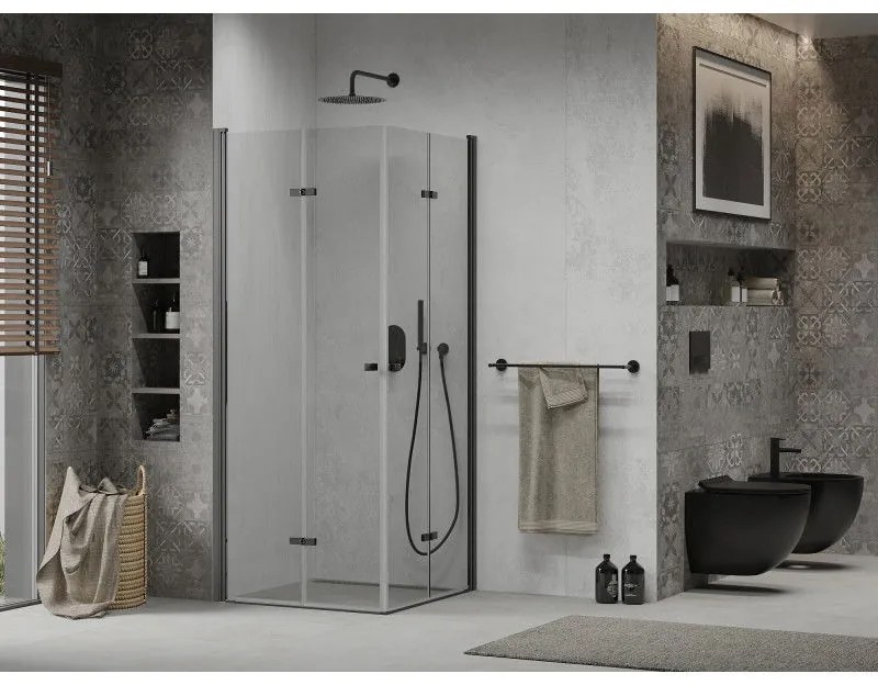 Mexen Lima Duo sprchový kout 80 x 80 cm, 6mm čiré sklo-černý profil, 856-080-080-70-00-02