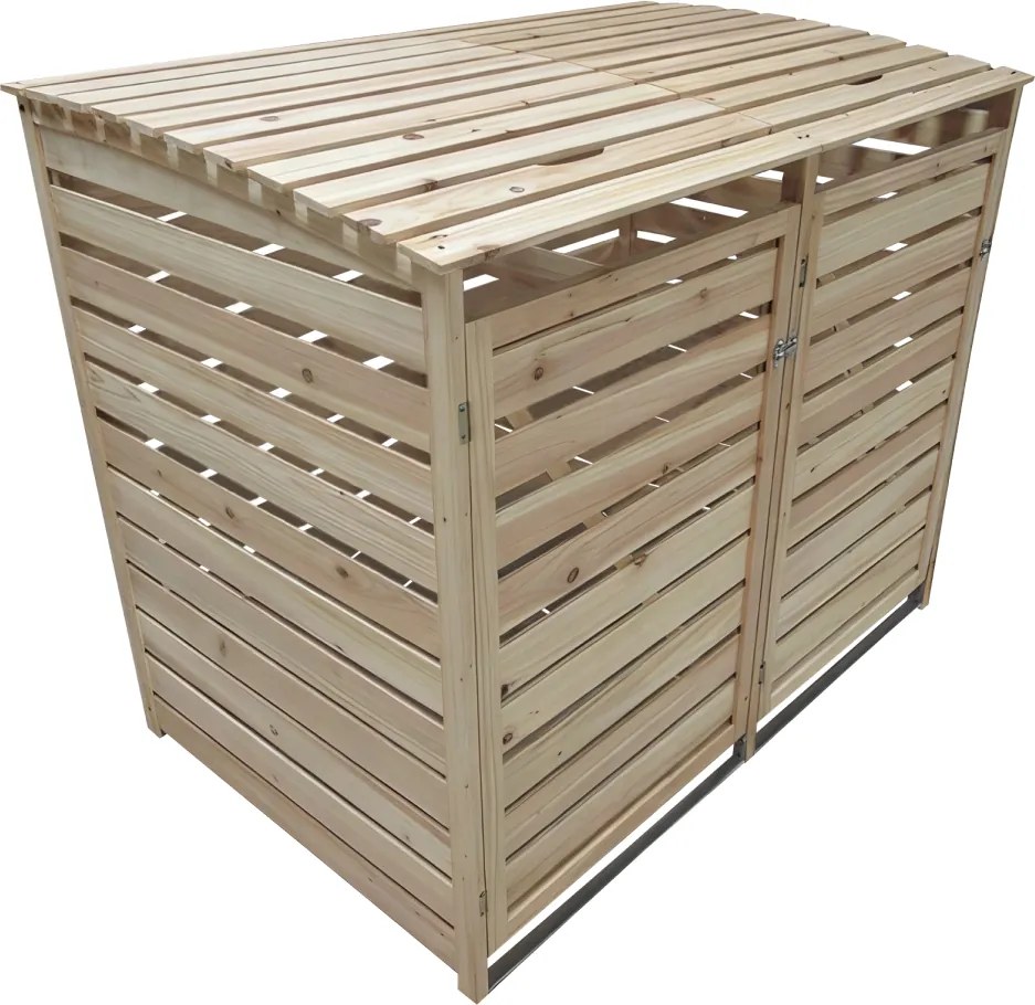Dřevěný box na dva odpadkové koše, přírodní, BRUDO TYP 1