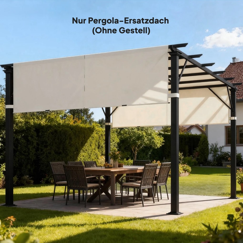 Náhradní střecha na pergolu s UV ochranou, markýza na zastřešení terasy pro pavilon 3 x 3 m, krémově bílá