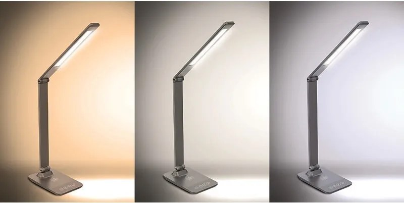 SOLIGHT LED stmívatelná lampička s bezdrátovým nabíjením 10+10W, změna chromatičnosti, šedá