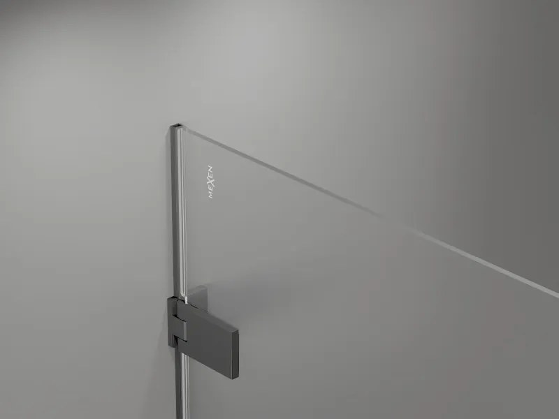 Mexen Lunar-F, L skládací levé sprchové dveře 140 cm, 8mm čiré sklo, grafitový profil, 836SL-140-050-95-00-L