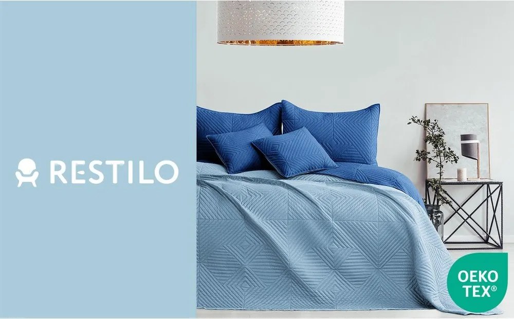 Modrý prošívaný přehoz z mikrovlákna 240x260 cm Softa – Restilo