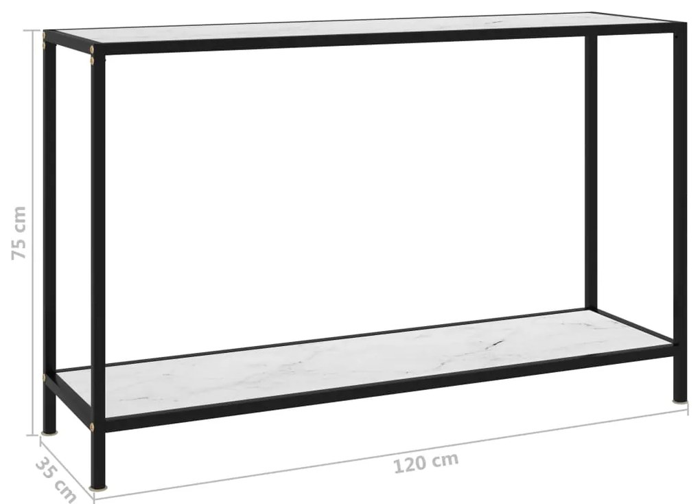 vidaXL Marketos Konzolový stolek bílý 120 x 35 x 75 cm tvrzené sklo