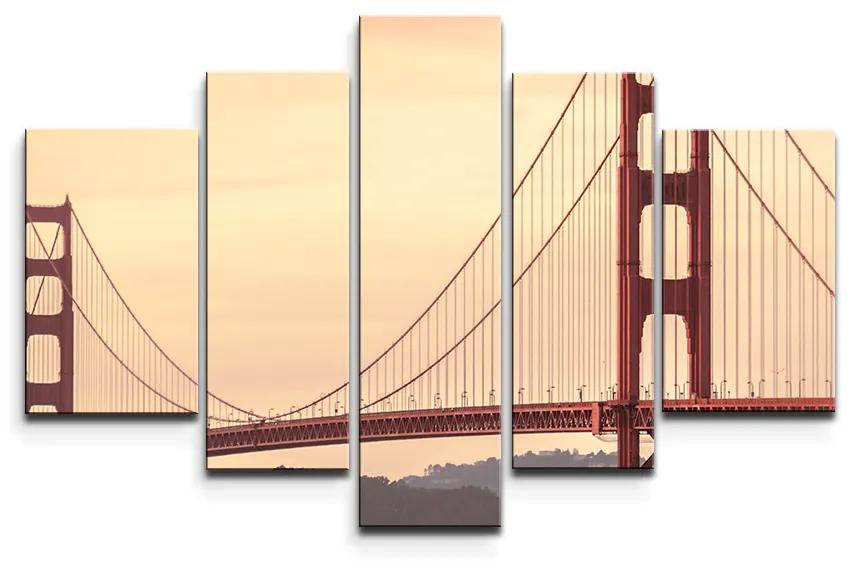 Sablio Obraz - 5-dílný Golden Gate 2 - 125x90 cm