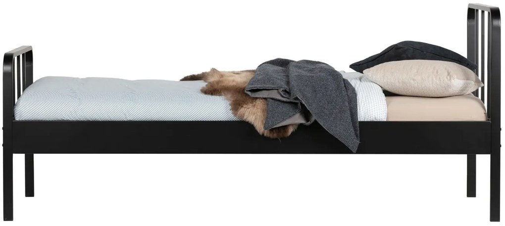 Hoorns Černá kovová jednolůžková postel Sheldon, 90x200 cm