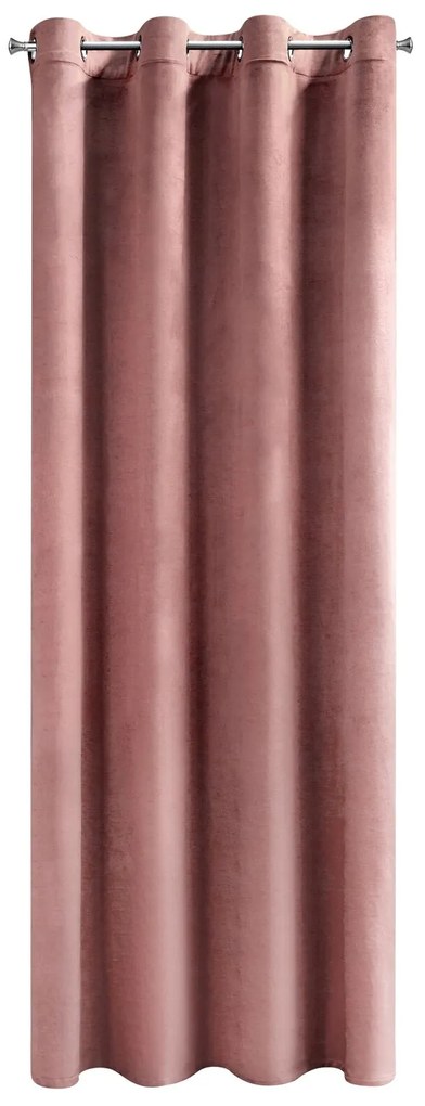 ZATEMŇOVACÍ ZÁVĚS NA KROUŽCÍCH ROSA 140X250 CM TMAVĚŘŮŽOVÁ