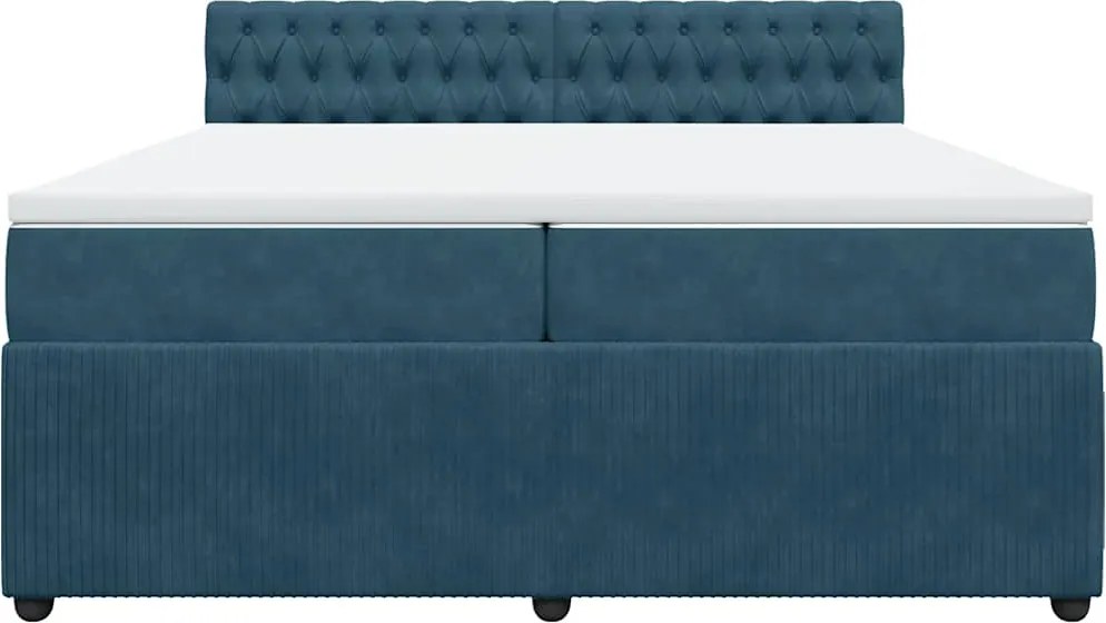 Box spring postel s matrací modrá 200 x 200 cm samet 3287840