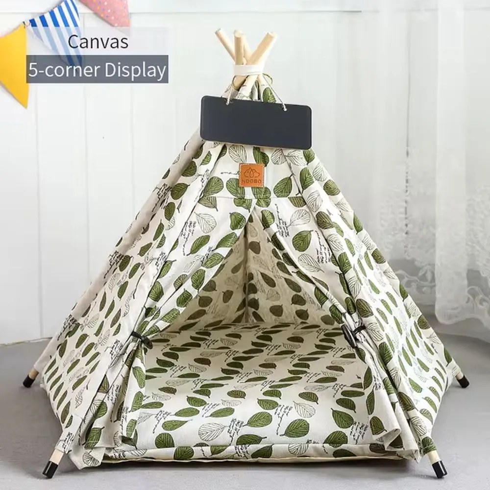 Kvalitní teepee pro psy i kočičky - 3 velikosti/12 barev Barva: zelené lístky, Velikost: M